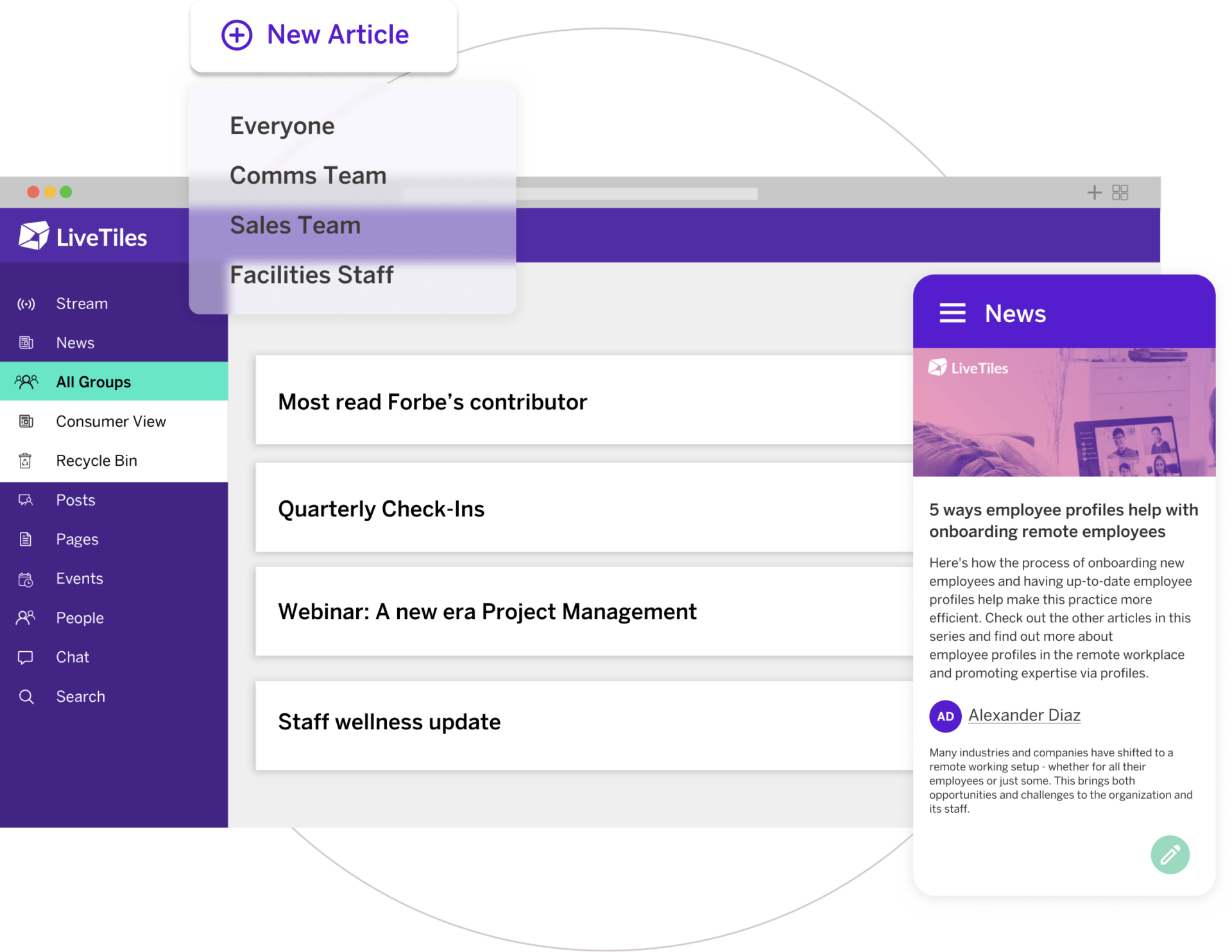 LiveTiles Reach - Employee Communications App