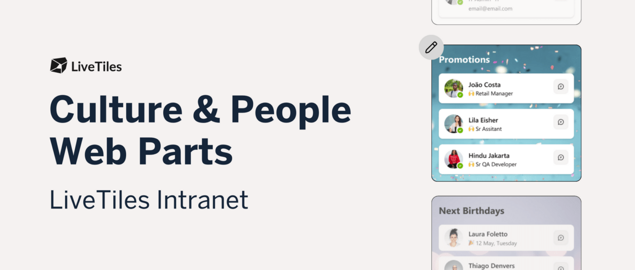 LiveTiles Intranet Culture & People Web Parts | LiveTiles